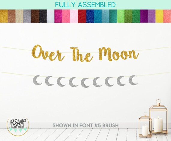 Over The Moon Banner, Crescent Moon Garland, Twinkle Twinkle Little ...