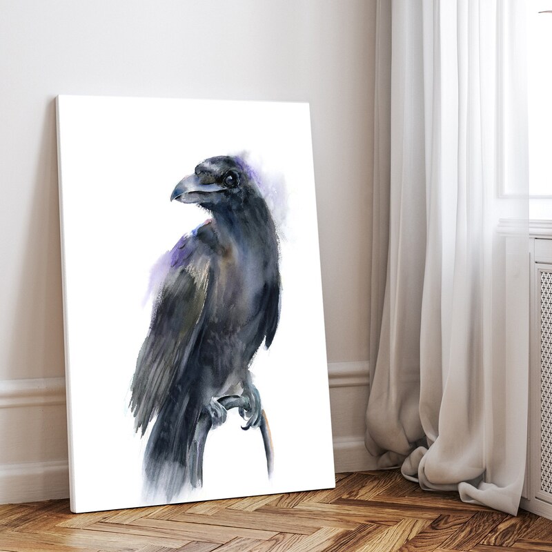 Raven Watercolor - Etsy