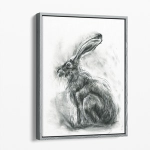 Animals Set of 2 Large Wall Art Prints, Rabbit and Wolf Charcoal ...