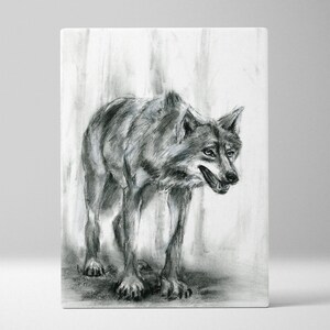 Animals Set of 2 Large Wall Art Prints, Rabbit and Wolf Charcoal ...