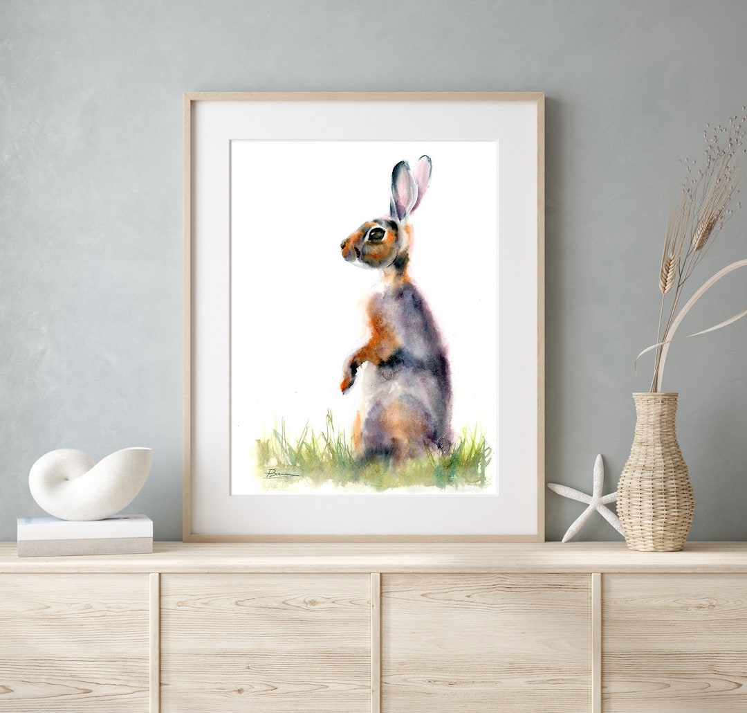 Rabbit Painting Not Print, Original Watercolor Hare, Wild Animal Art ...