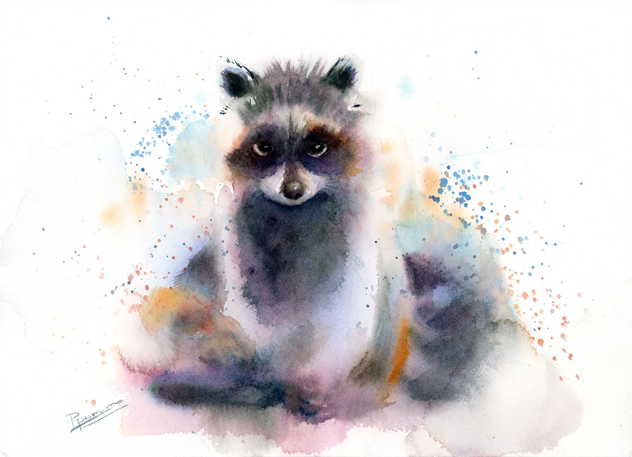 Raccoon Artwork Original Watercolor Painting Wild Animal - Etsy