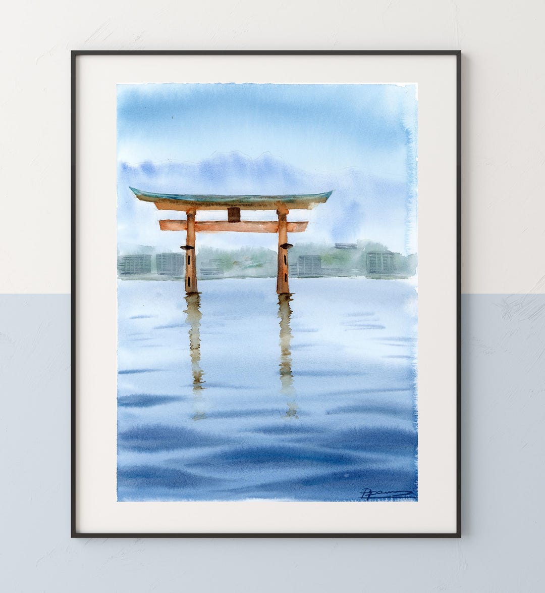 Japan Torii Gate Art Original Watercolor Painting, Japanese Gate ...