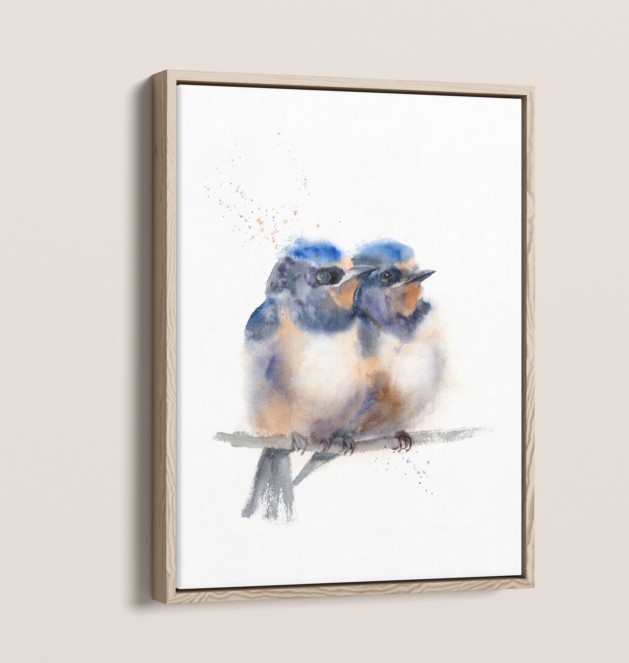 Birds Art Prints Set of 2, Swallows Paintings Wall Art Decor ...