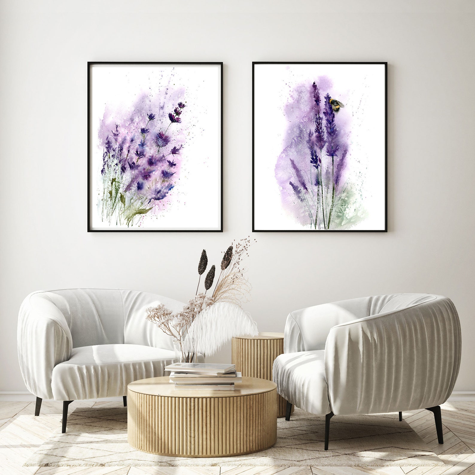 Lavender Wall Art, Set of 2 Purple Art Prints, Abstract Watercolor ...