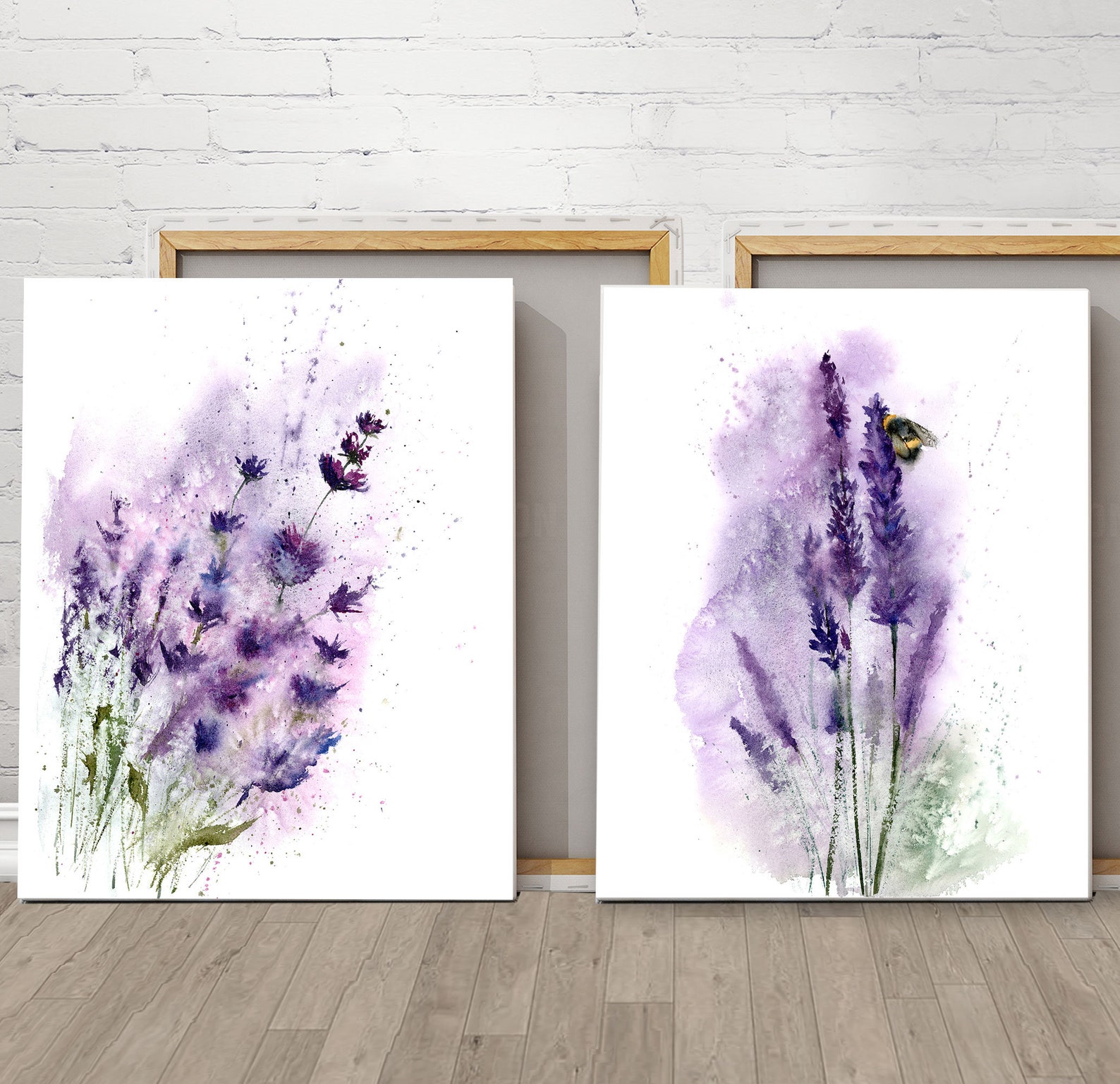 Lavender Wall Art, Set of 2 Purple Art Prints, Abstract Watercolor ...
