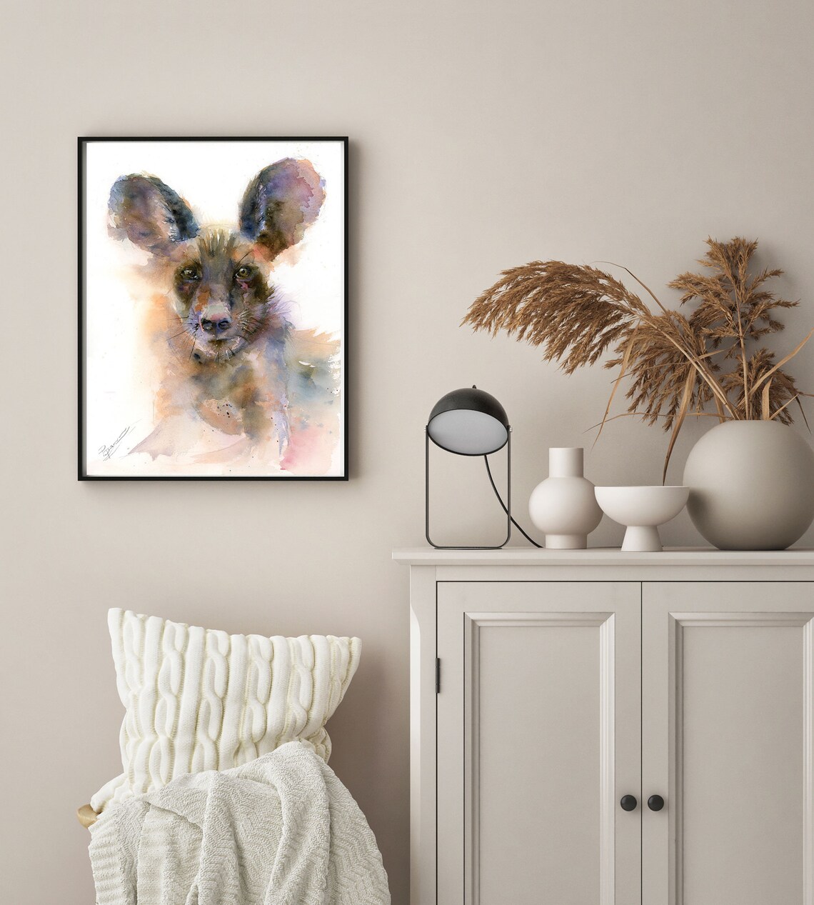 Wild Animal Portrait Hyena Painting Original Watercolor - Etsy