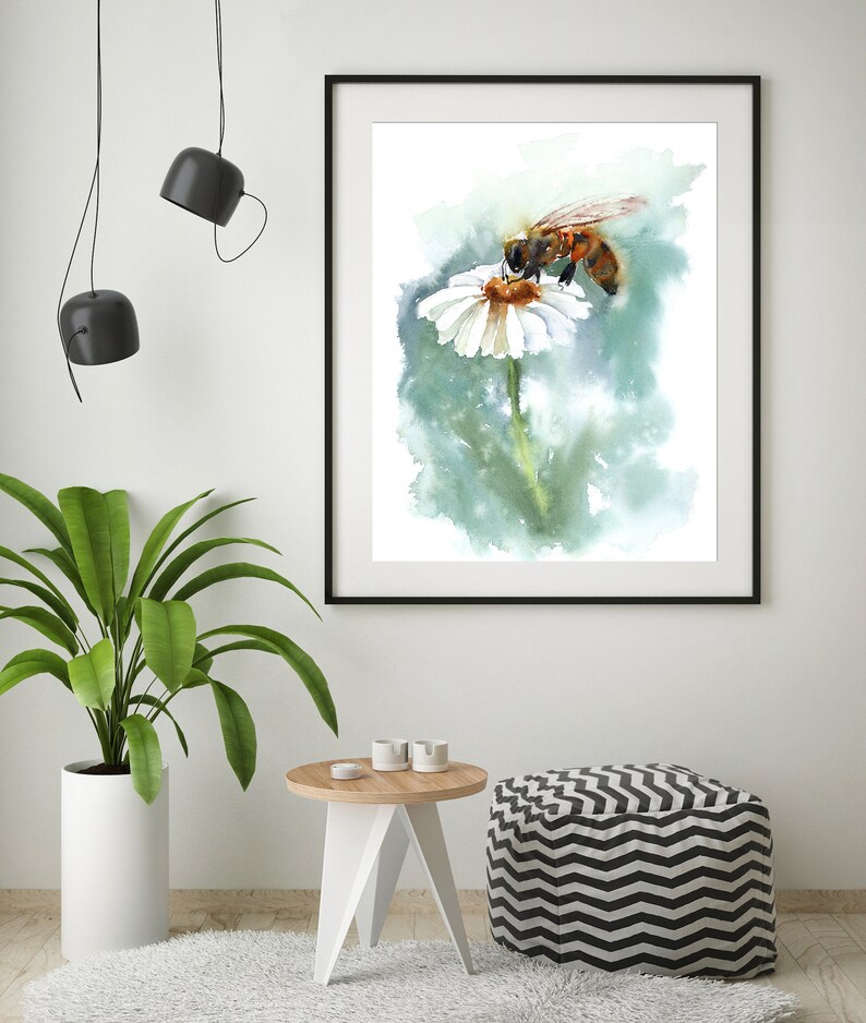 Honey Bee Print Abstract Watercolor Bee Wall Art Nature - Etsy