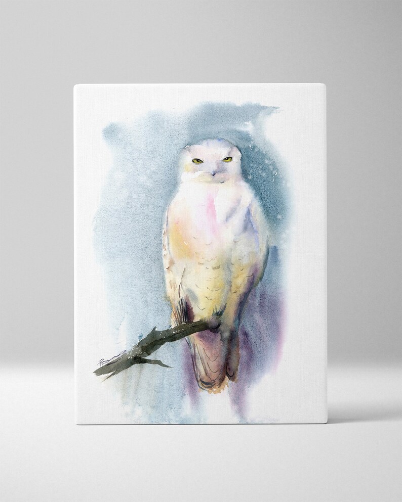 Set of 2 Snowy Owl Prints Winter Birds of Prey Christmas Gift Wall Art ...