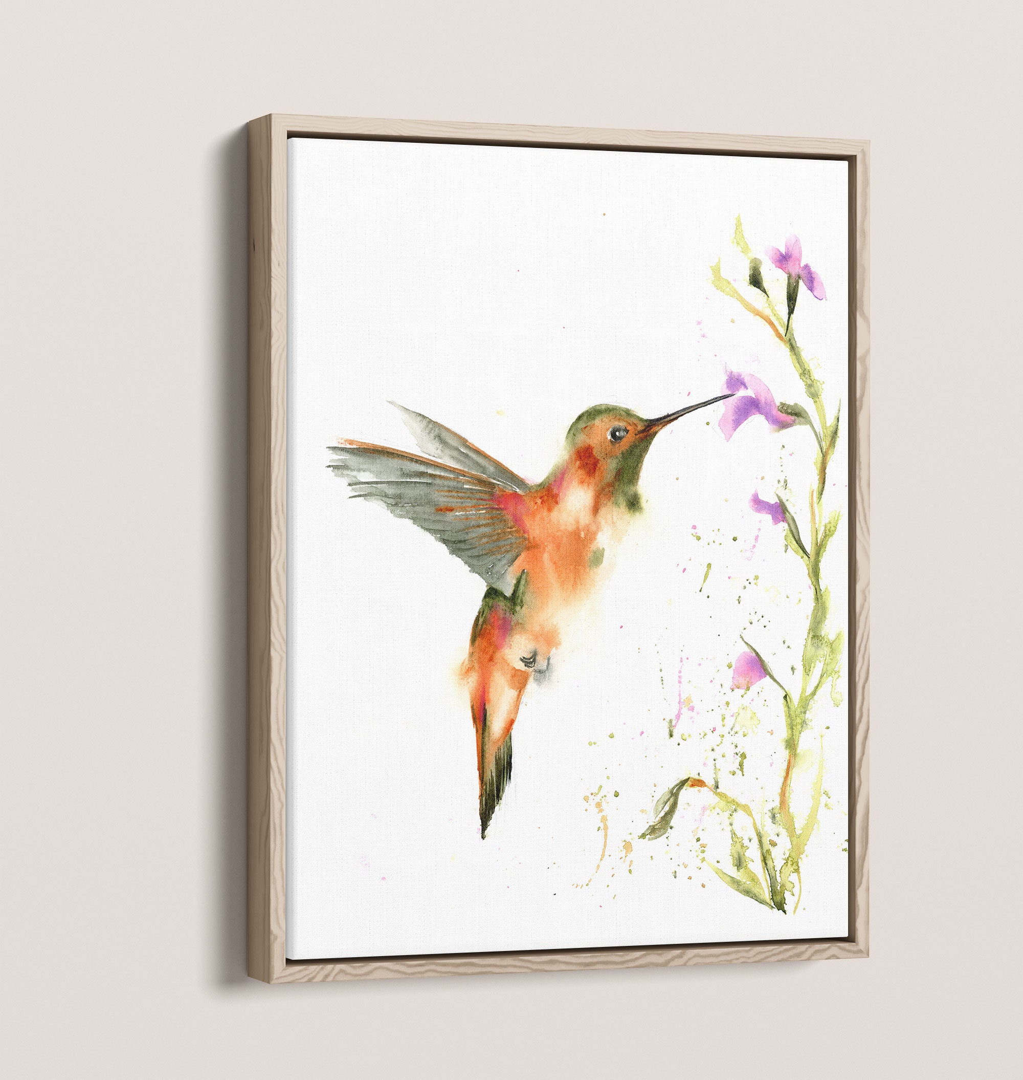 Hummingbird Prints, Set of 2 Watercolor Floral Paintings, Nature ...