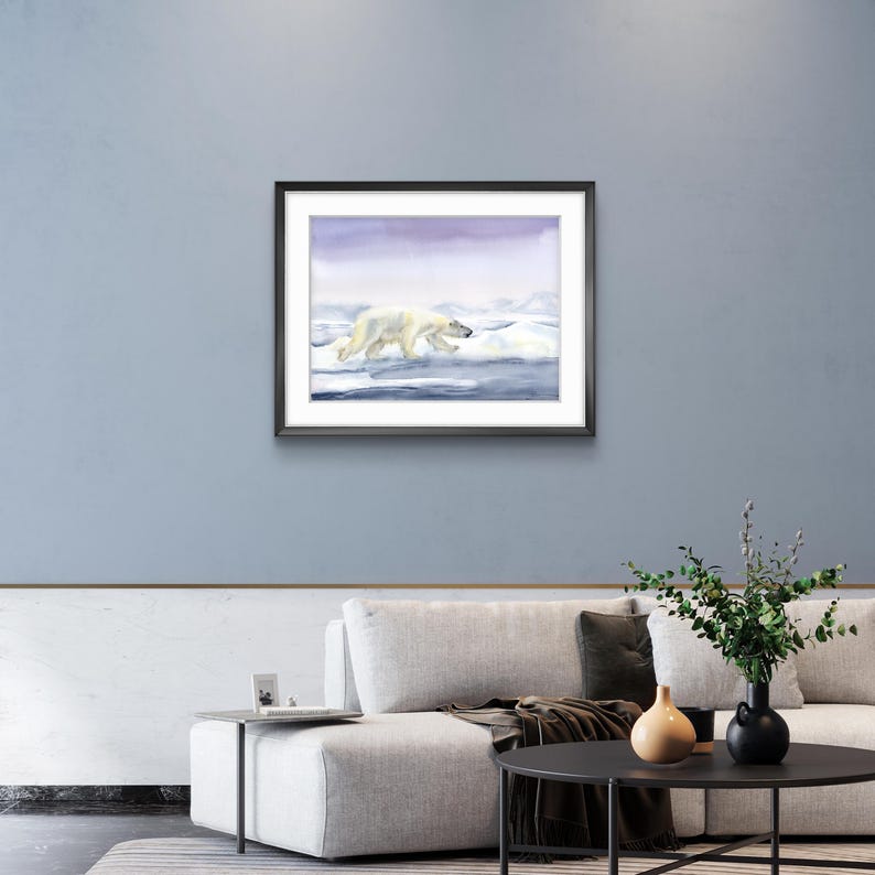 Polar Bear Watercolor Original – Arctic Animal Art – Wildlife Painting ...