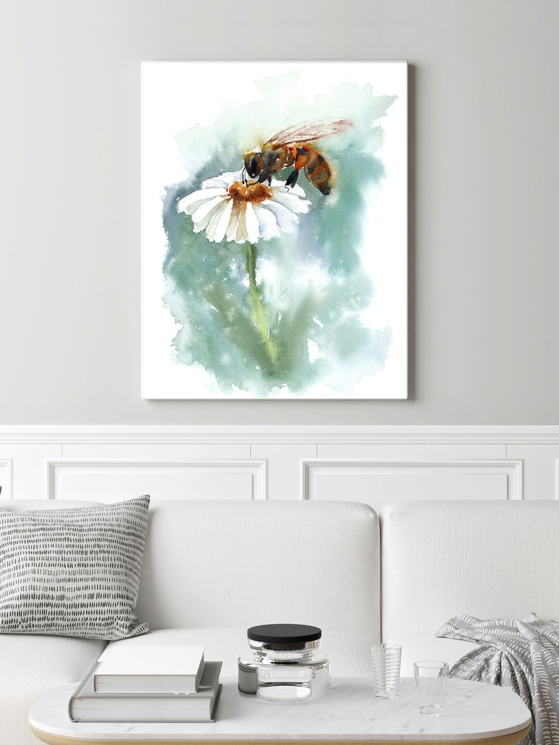 Honey Bee Print Abstract Watercolor Bee Wall Art Nature - Etsy