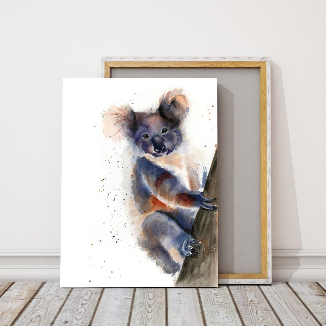 Koala Canvas Print Australian Animal Wall Art Watercolor Painting ...