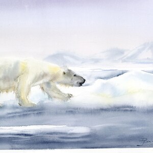 Polar Bear Watercolor Original – Arctic Animal Art – Wildlife Painting ...