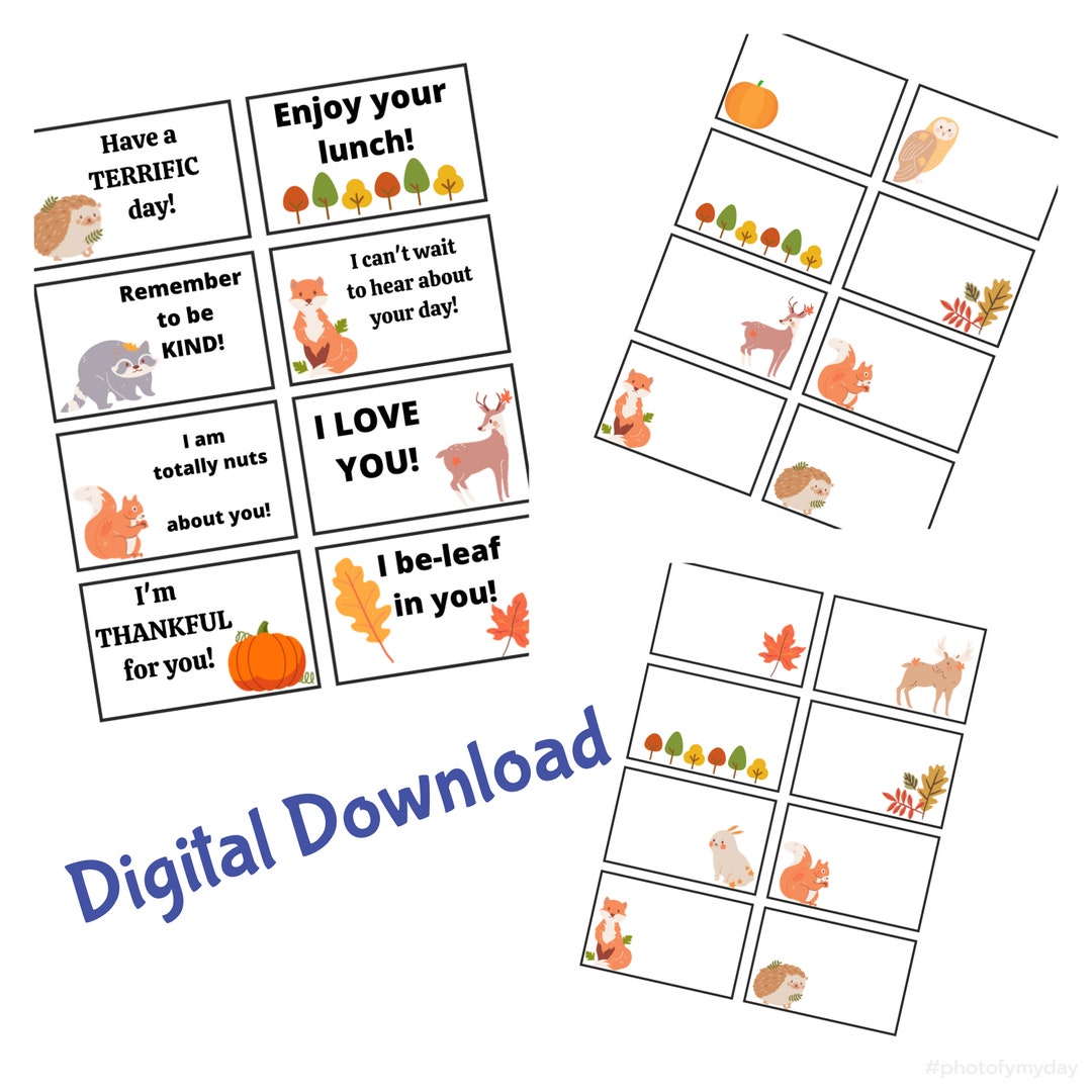 Printable Fall Lunch Notes, Lunch Box Cards, Printable School Lunchbox ...