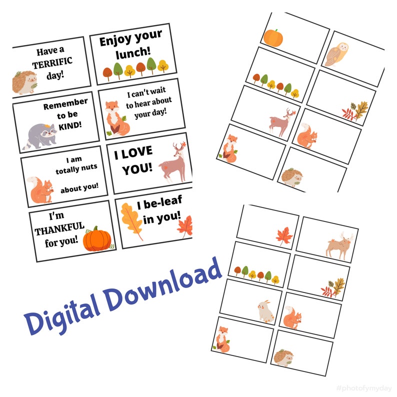 Printable Fall Lunch Notes, Lunch Box Cards, Printable School Lunchbox ...