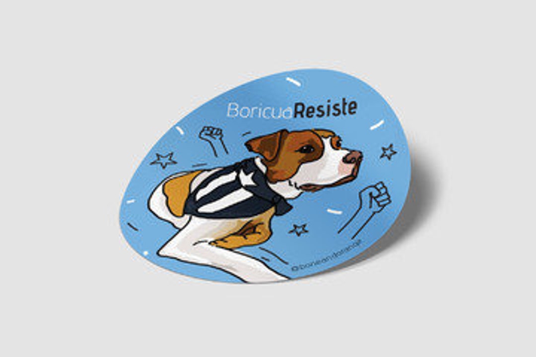 Boricua Resiste Dog With Bandana Vinyl Sticker Pegatina De Perro ...