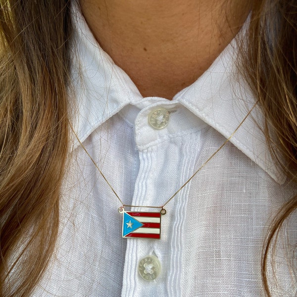Gold Puerto Rico Flag Necklace - Etsy