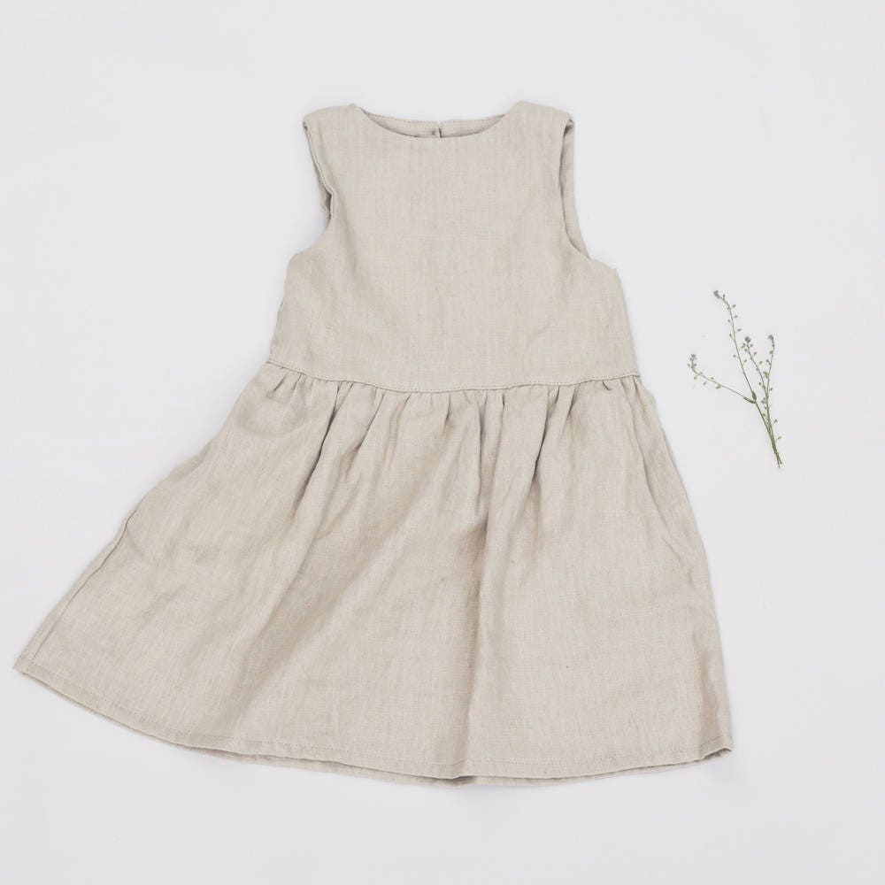 Girls soft linen dress sleeveless 100% washed linen | Etsy