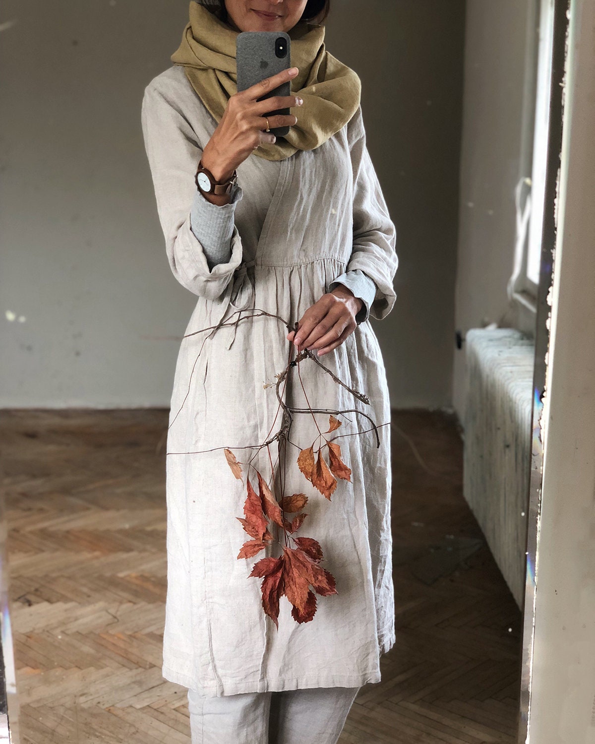 Women's linen wrap dress/jacket | Etsy