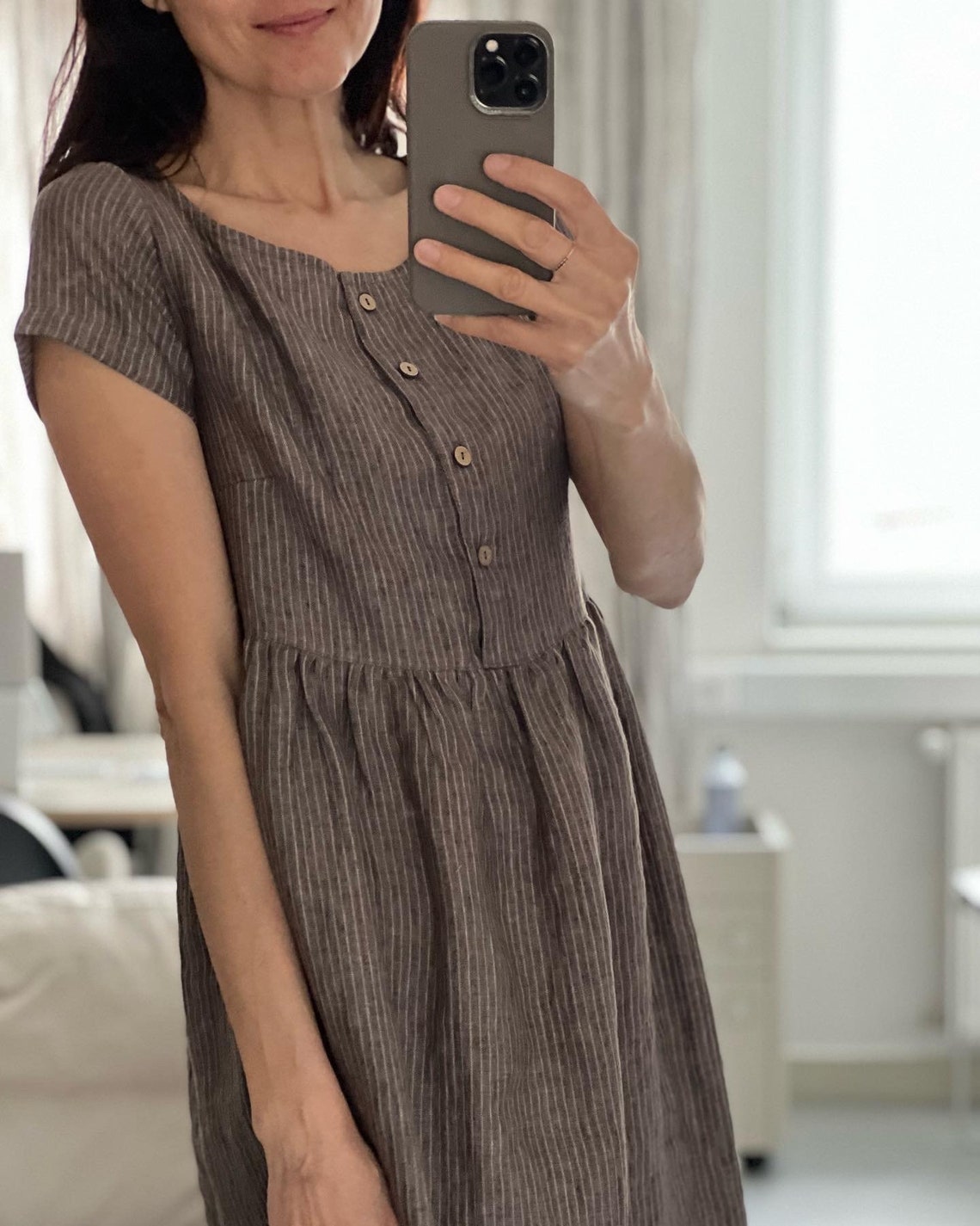 Women's Linen MUMMY Dress Short Sleeve - Etsy