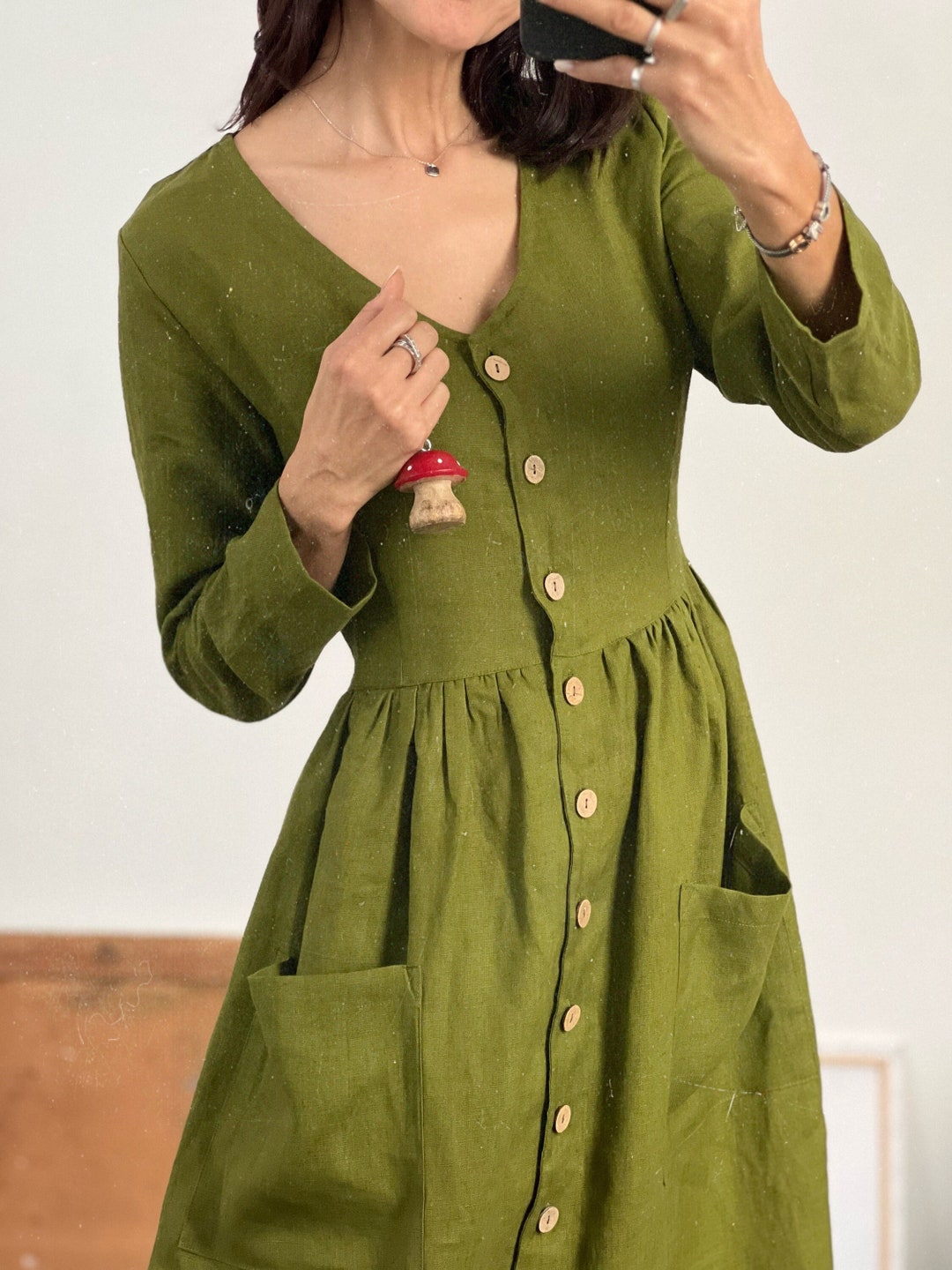 Women Linen Button Dress LUISA Long-sleeve - Etsy