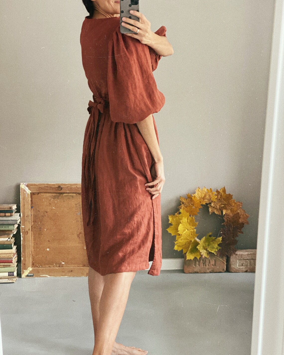 Women's Linen Wrap Dress LARA - Etsy UK