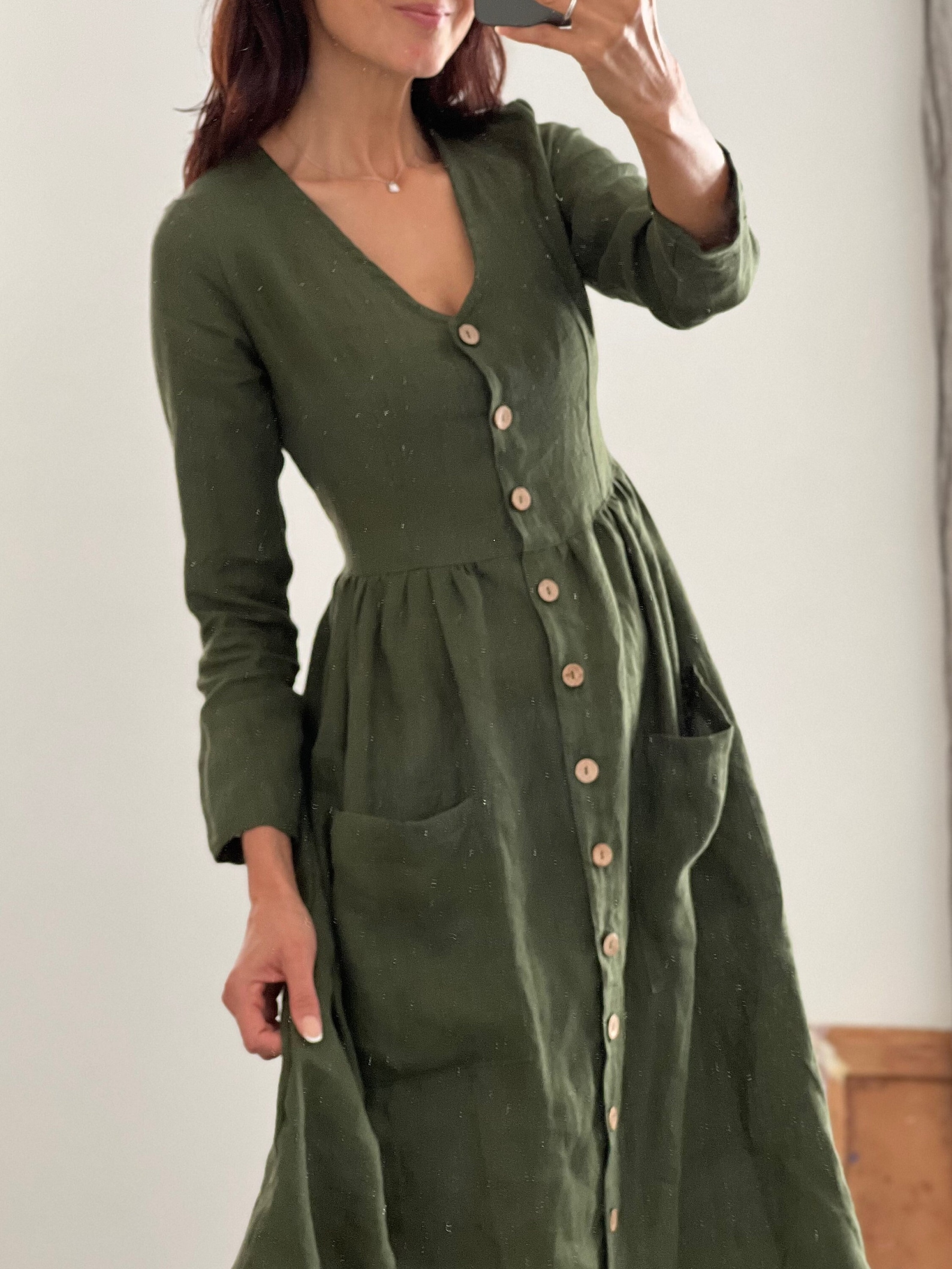 Women Linen Buttons Dress LUISA Long Sleeve - Etsy