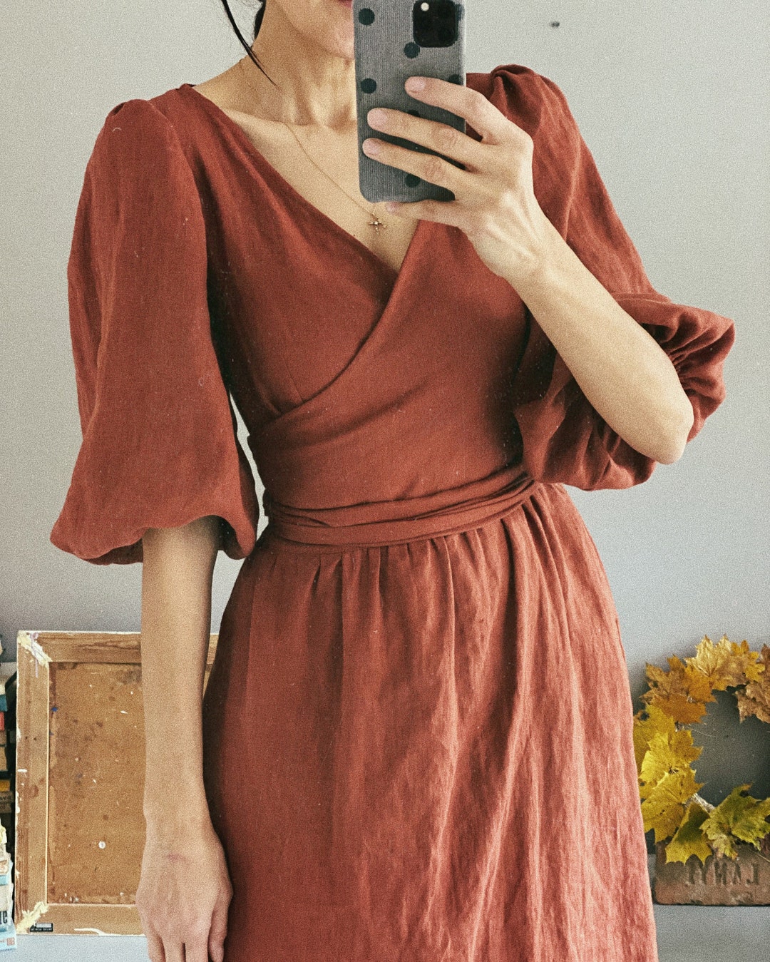 Women's Linen Wrap Dress LARA - Etsy