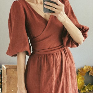 Women's Linen Wrap Dress Lara - Etsy