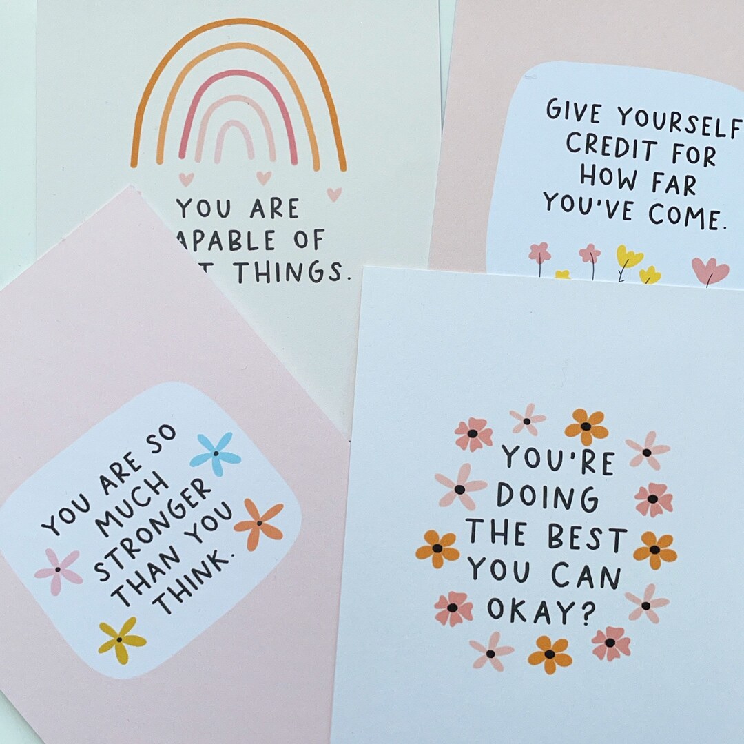 A6 Floral Positive Postcards | Positivity and Mental Health | Self Harm ...
