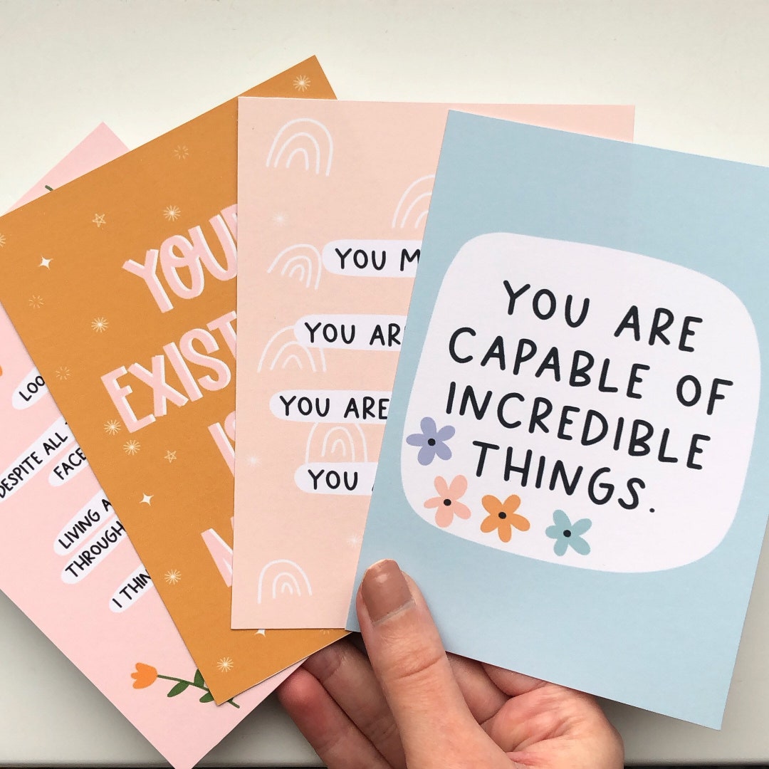 Set of 4 A6 Positivity Prints, Postcards Mental Health Recovery and ...