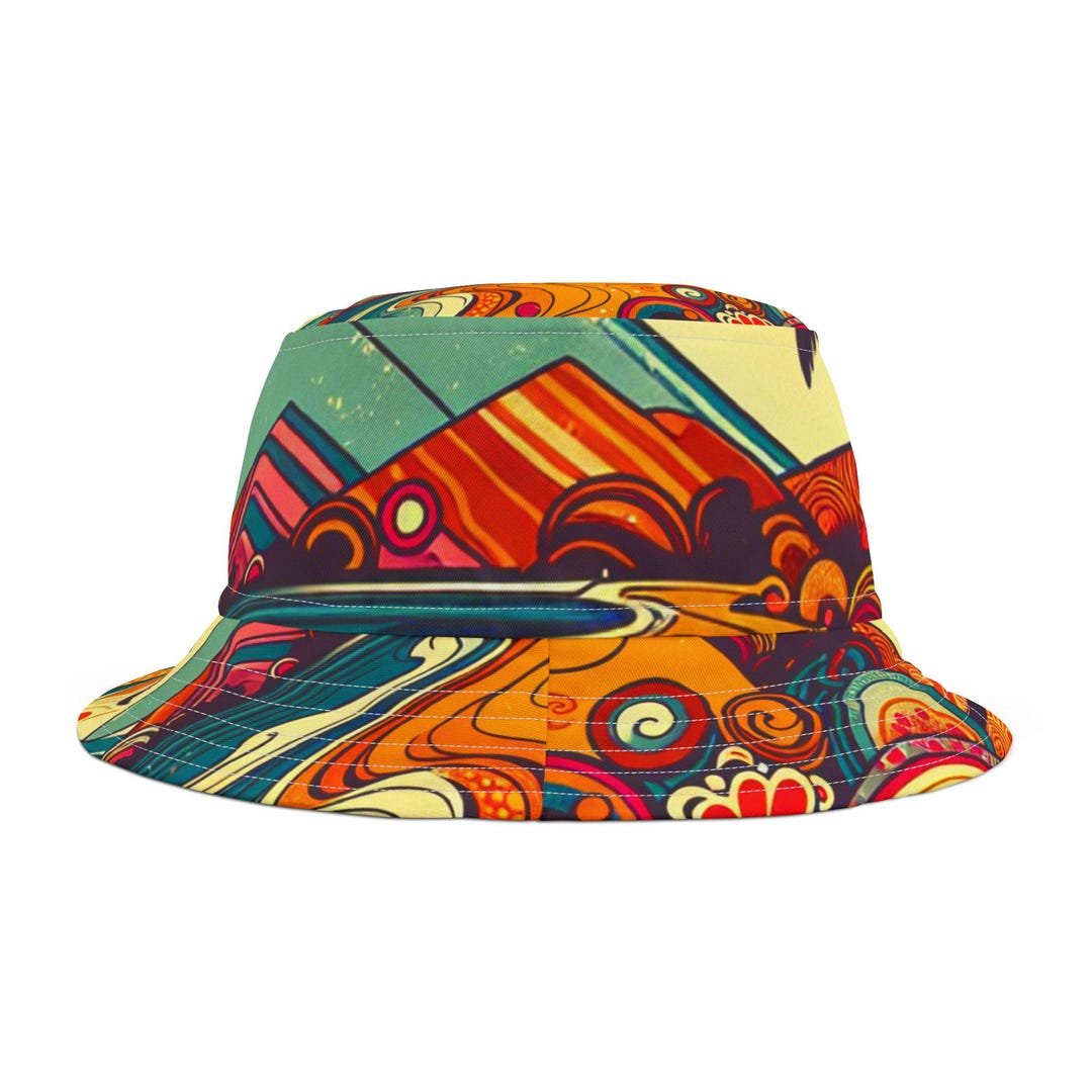 Colorful Bucket Hat - Vibrant Pattern Sun Hat, Festival Accessory ...