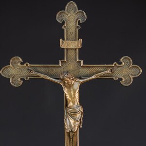 Bronze Altar Crucifix 19th Century French Gothic Standing Cross 1800 ...