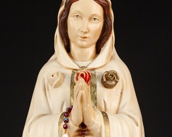 Maria Rosa Mystica Statue Virgin Mary Figure Vintage Wooden Madonna ...