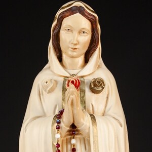 Maria Rosa Mystica Statue Virgin Mary Figure Vintage Wooden Madonna ...