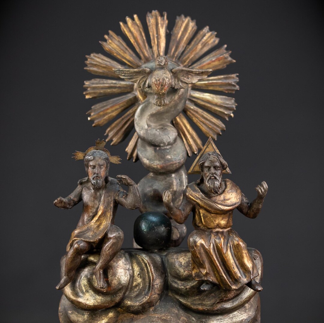 Holy Trinity Baroque Sculpture | 1700s Antique Wooden Statue 18th C ...