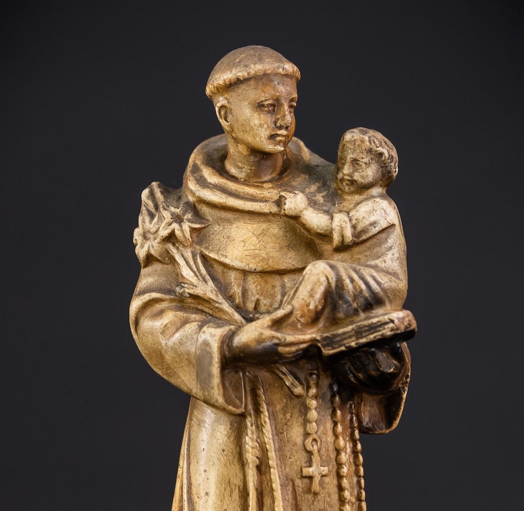 Saint Anthony of Padua Statue Child Jesus Plaster Figure Antique St ...