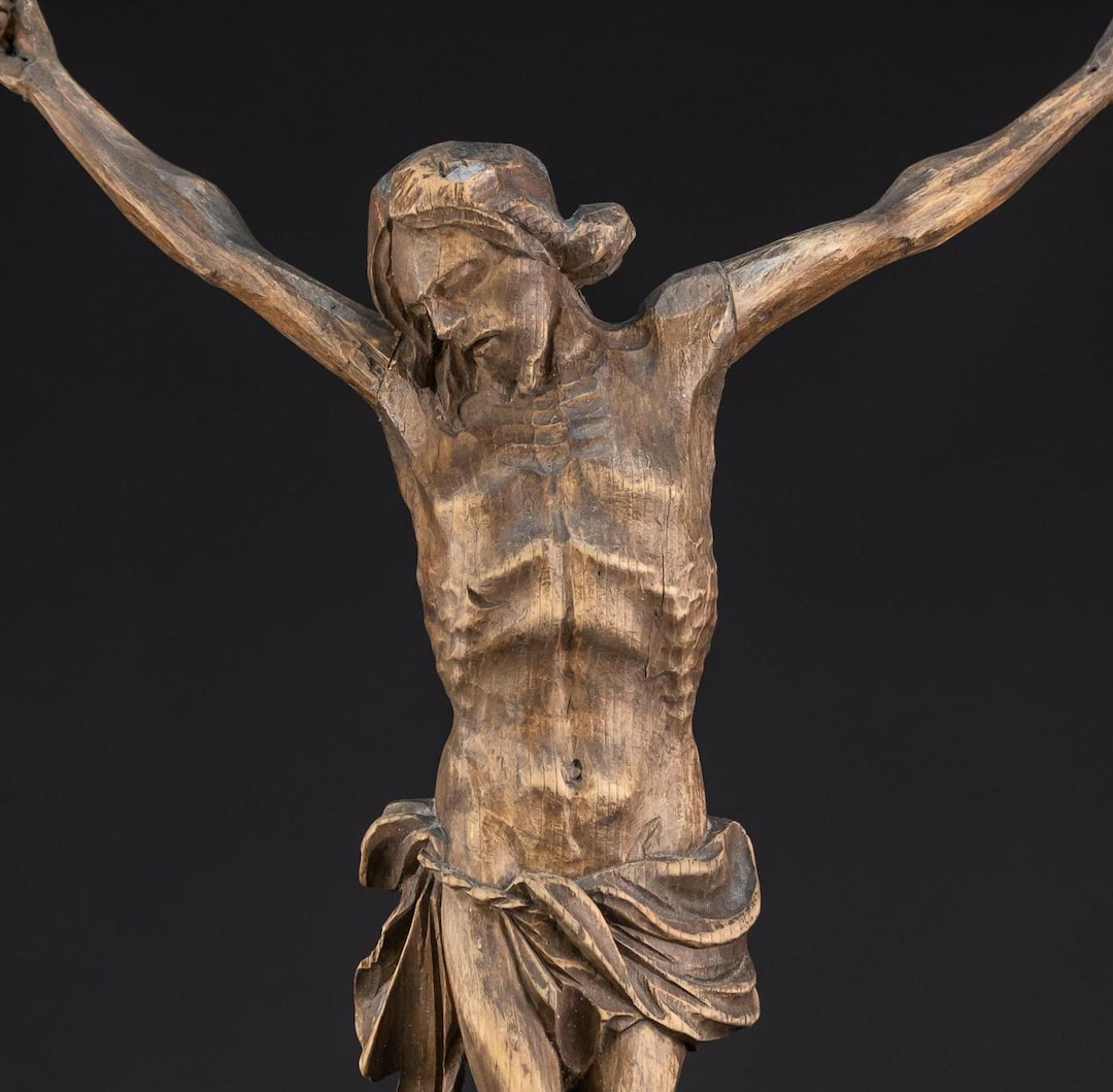 Corpus Christi Wooden Statue | 1800s Jesus Christ Wood Carving Figure ...