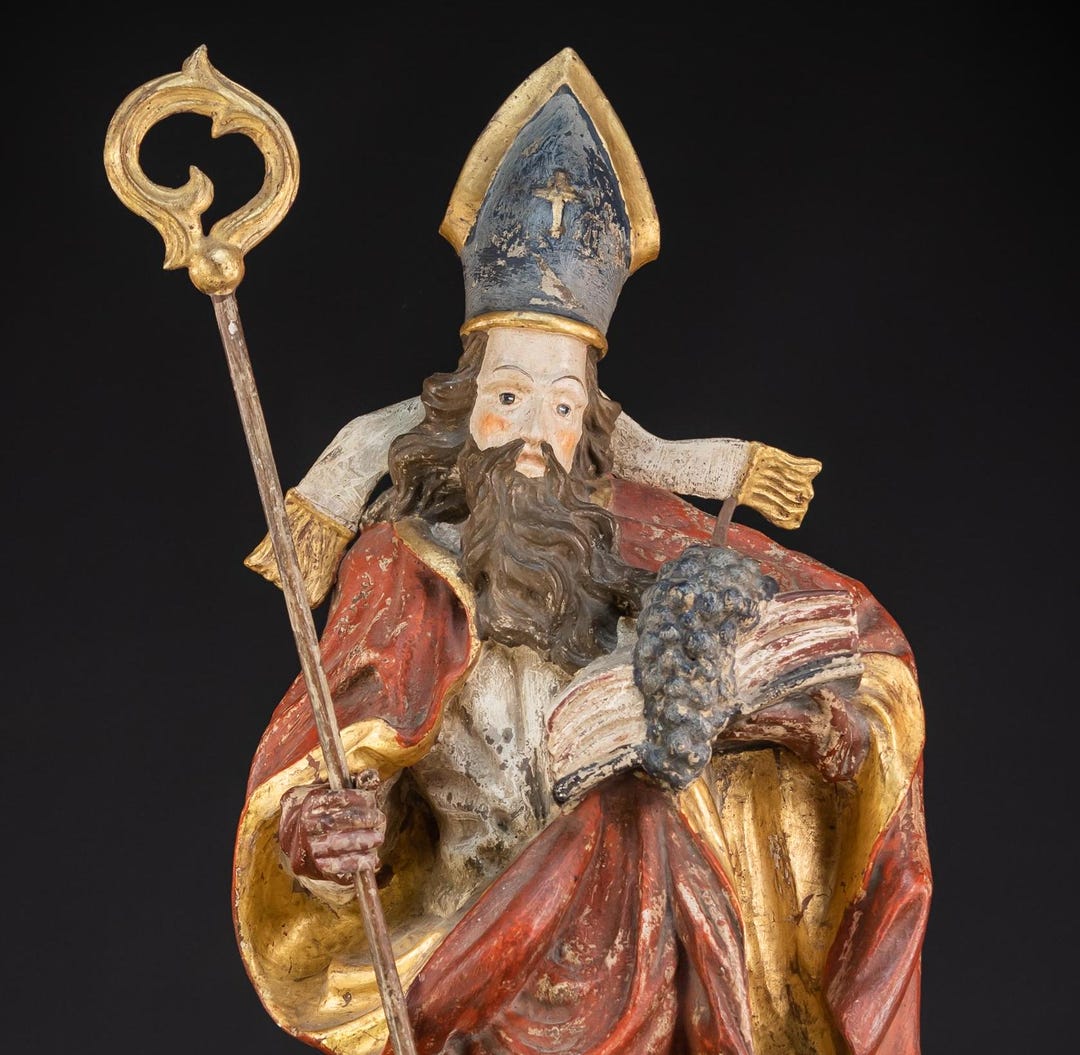 Saint Urban of Langres Wooden Sculpture 1700s / 1800s Saint Bishop ...