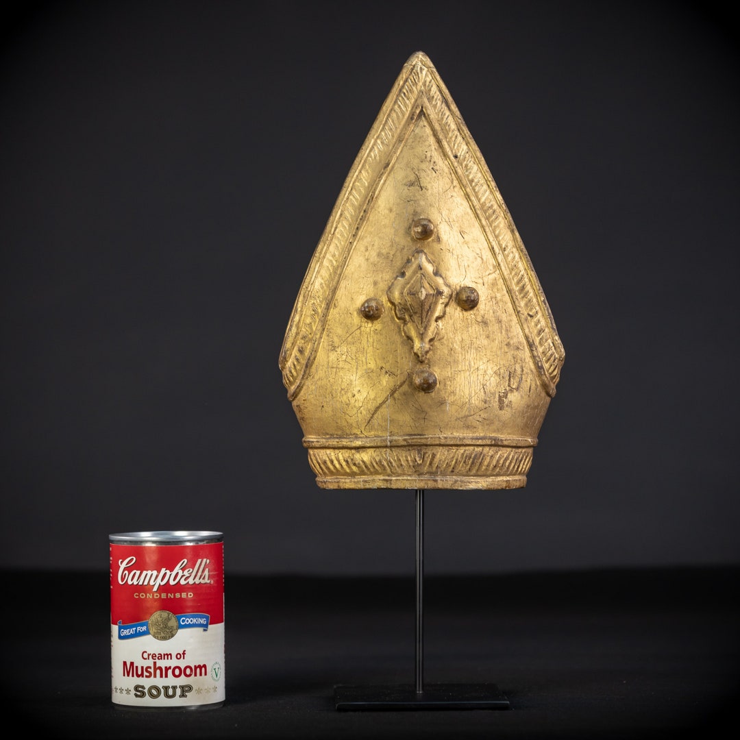 RARE Antique Gilded Wood Mitre | 1700s Bishop's Hat Religious Headgear ...