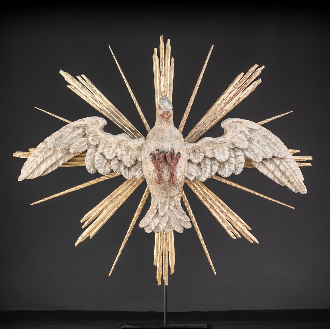 God the Holy Spirit Statue | 1700s Antique Holy Ghost Wooden Gilt Wood ...