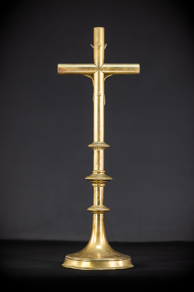 Bronze Altar Crucifix | French Antique Gilded Cross | 1800s Jesus ...