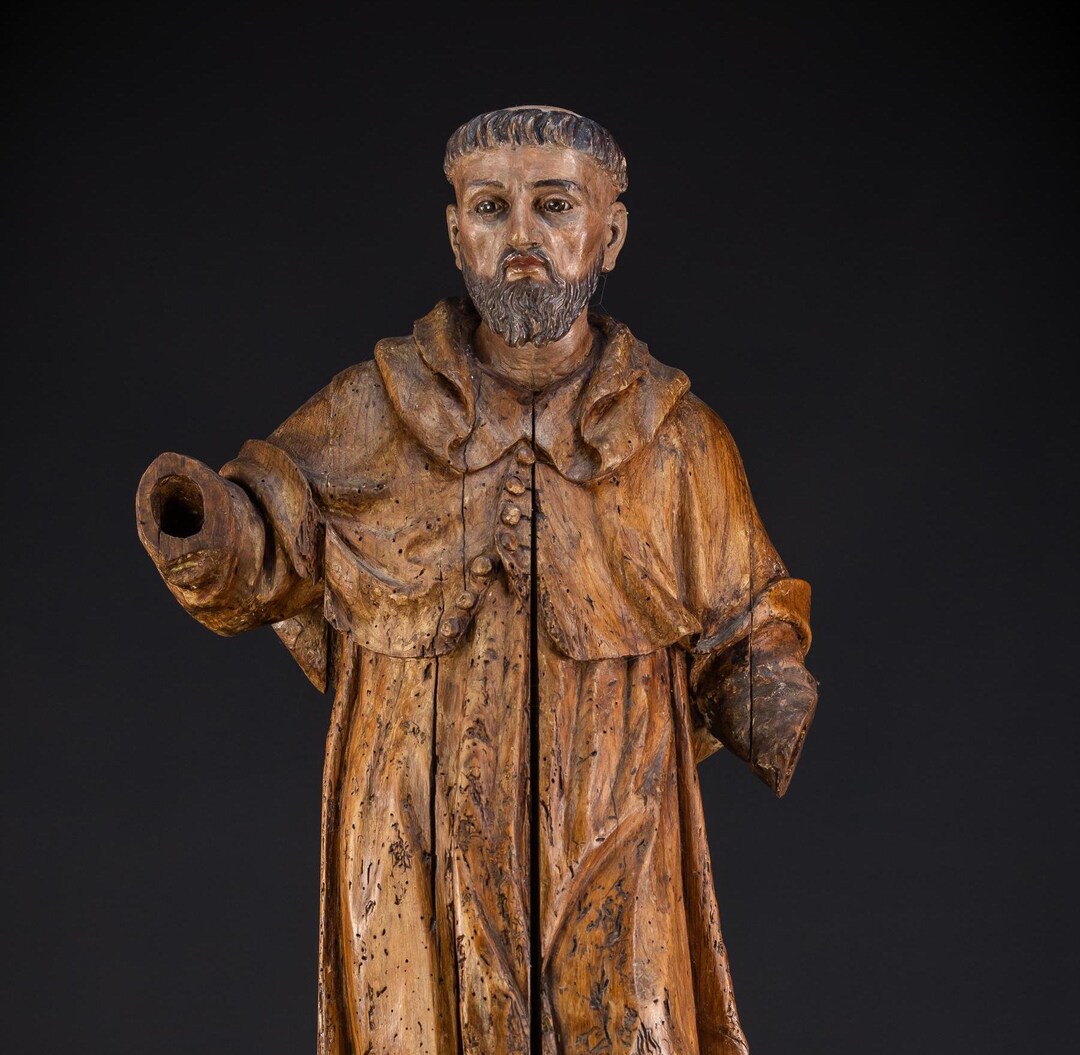 30.1 / 78 Cm Large Saint Dominic De Guzman Wooden Statue 1600s 1700s ...