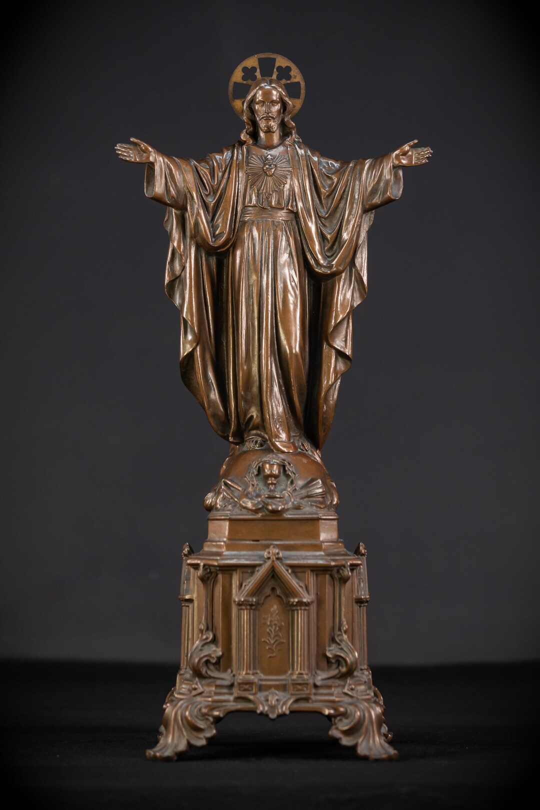 Sacred Heart Jesus Wooden Statue | 1800s Antique Christ Wood Carving ...