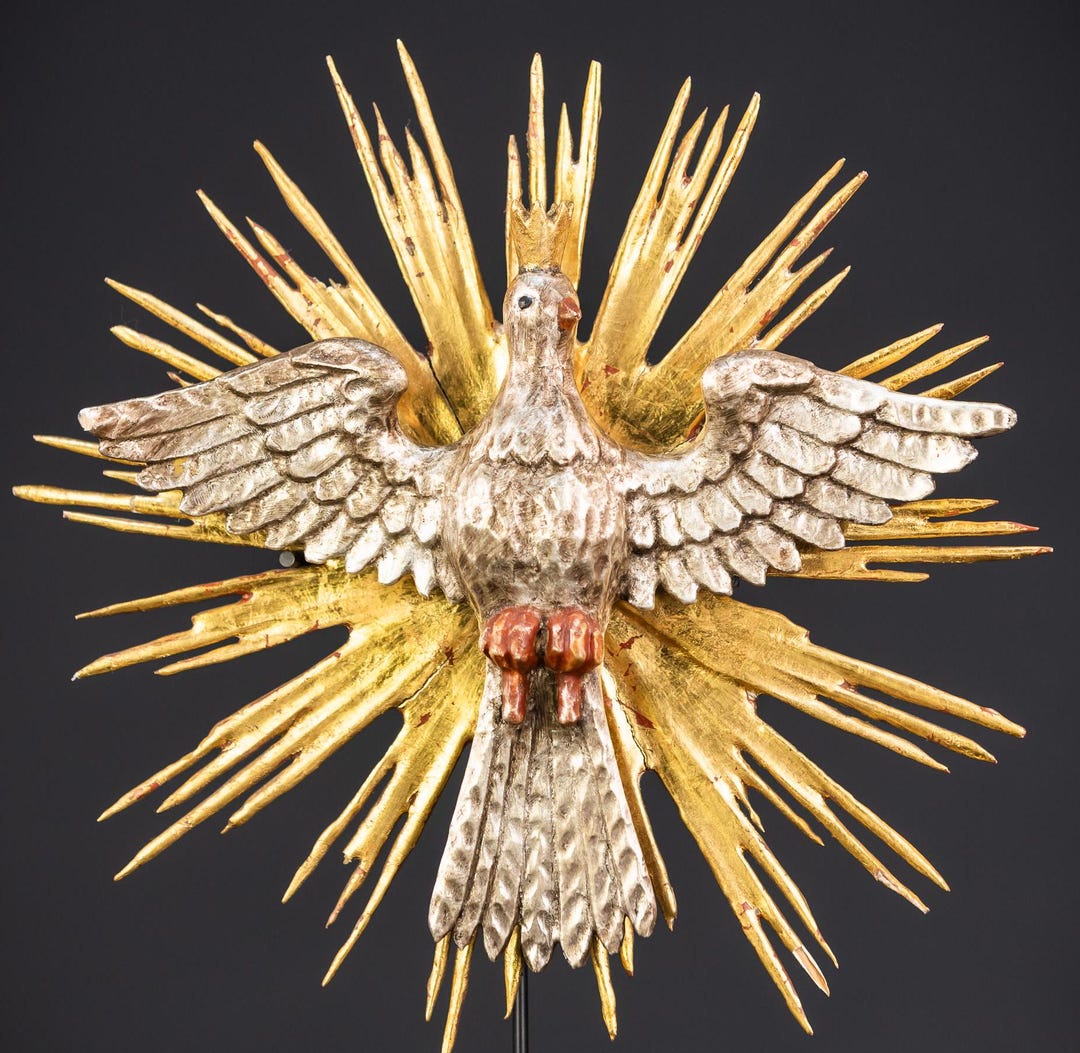 God the Holy Spirit Statue 1700s Antique Holy Ghost Wooden Gilt Wood ...