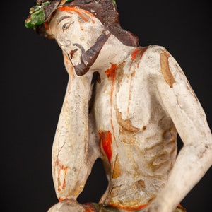 RARE Pensive Christ Wooden Sculpture From 18th C. 1700s Antique Worried ...
