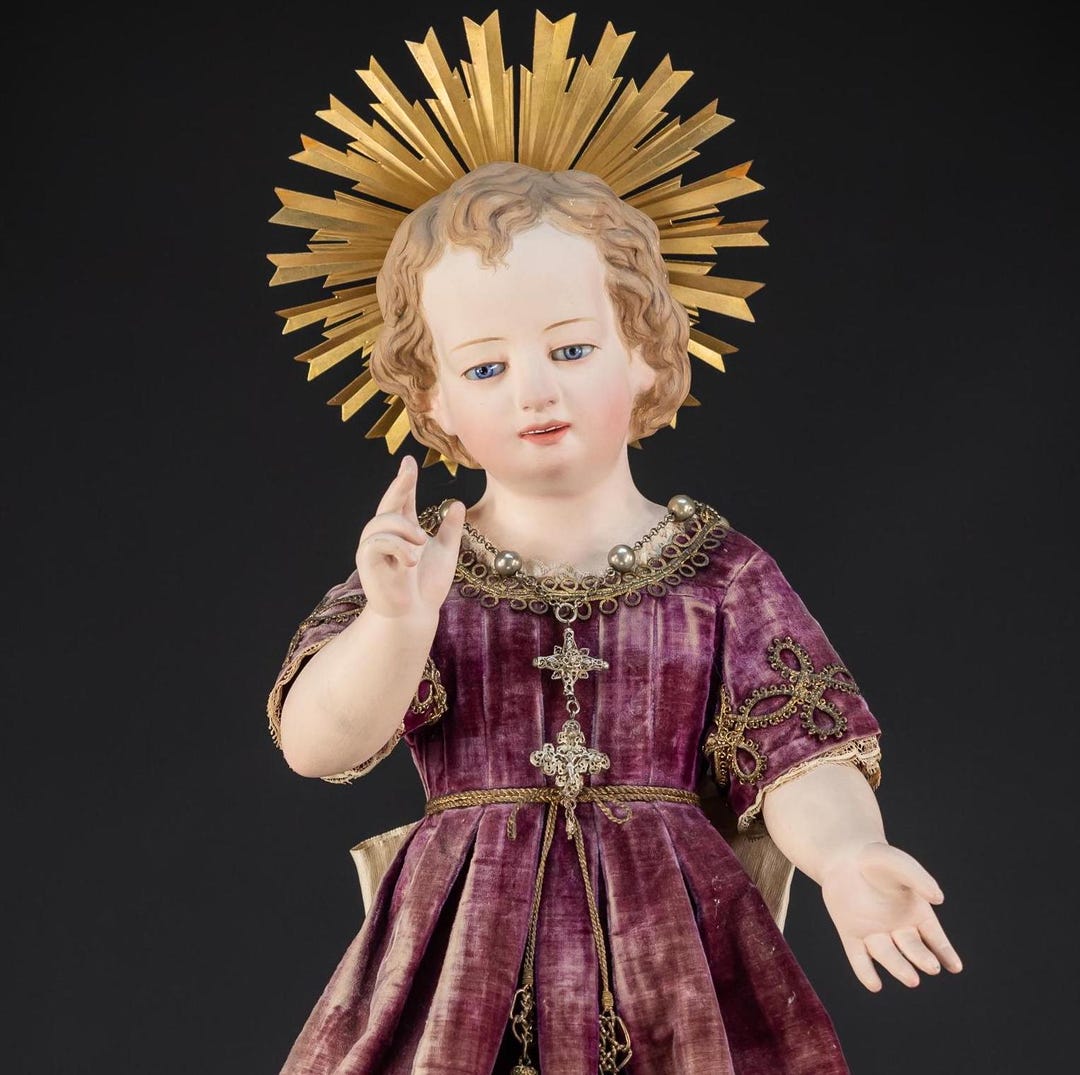 Infant Jesus of Prague Wooden Sculpture 1800s Antique Child Christ ...