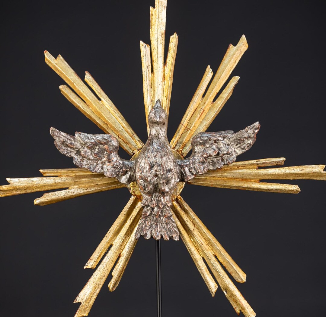 God the Holy Spirit Wooden Statue | 1700s Antique Holy Ghost Gilded ...