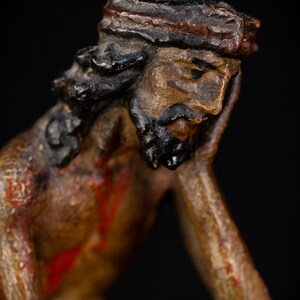 RARE Pensive Christ Wooden Sculpture 1700s Antique Worried ...